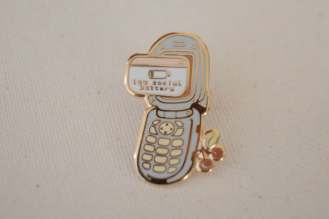 Low Social Battery ⊹ Hard Enamel Pin | Gold Plated Pins | Retro ...