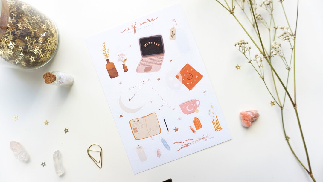 Self Care Sticker Sheet | Journal Sticker Sheet | Bullet Journal ...