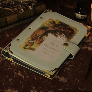Alice in Wonderland Leather Binder Cover, Dream Journals, Refillable ...