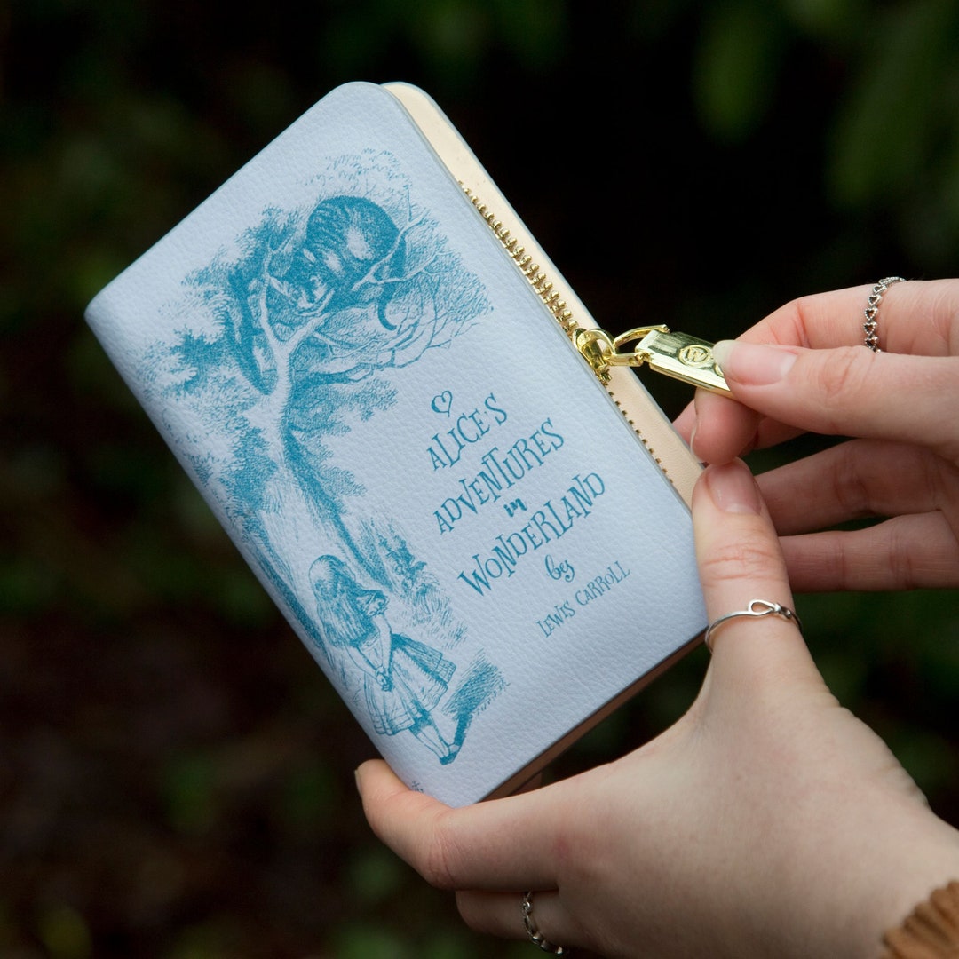 Alice in Wonderland Book Wallet, Book Clutch, Book Purse, Zipper Wallet ...