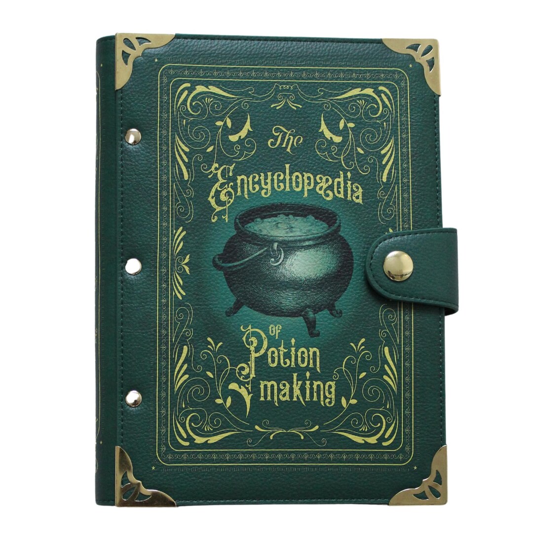 Potion Making Ring Binder Notebook, Dark Green Gold Cauldron Design ...