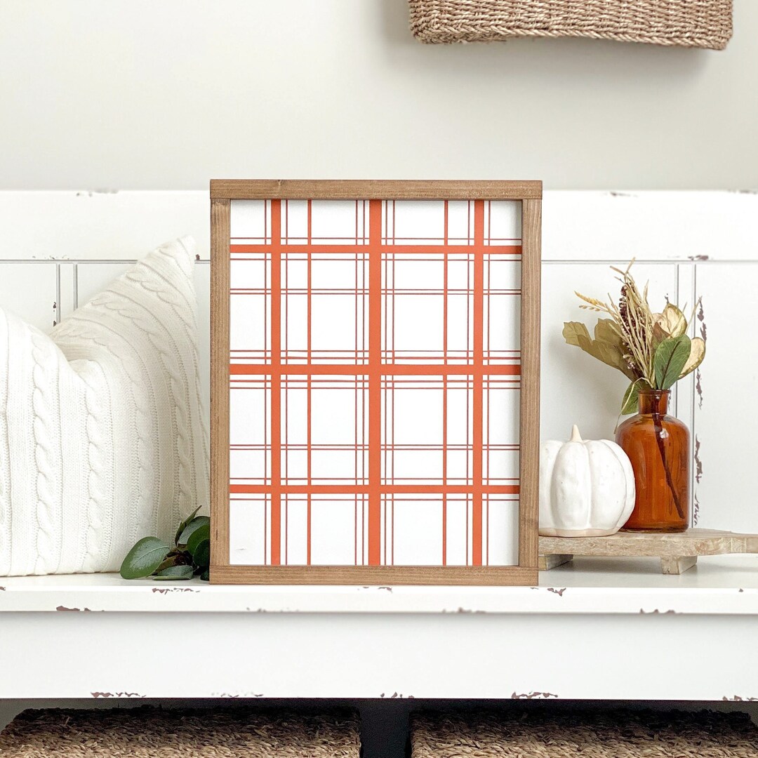 Orange Plaid Layering Sign Farmhouse Fall Sign Fall Mantle Sign Plaid ...