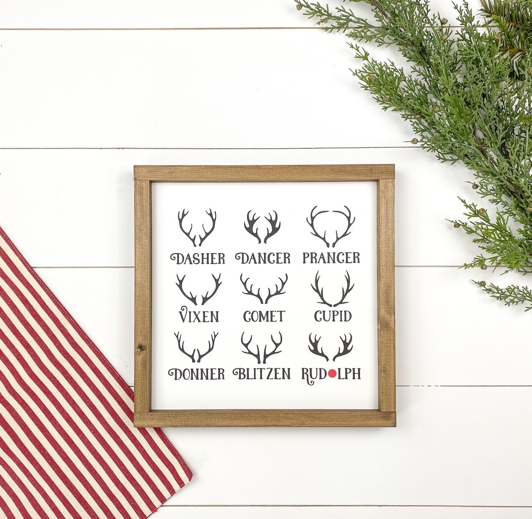 Santa's Reindeer Sign | Farmhouse Christmas Sign | Rudolph Sign | Santa ...
