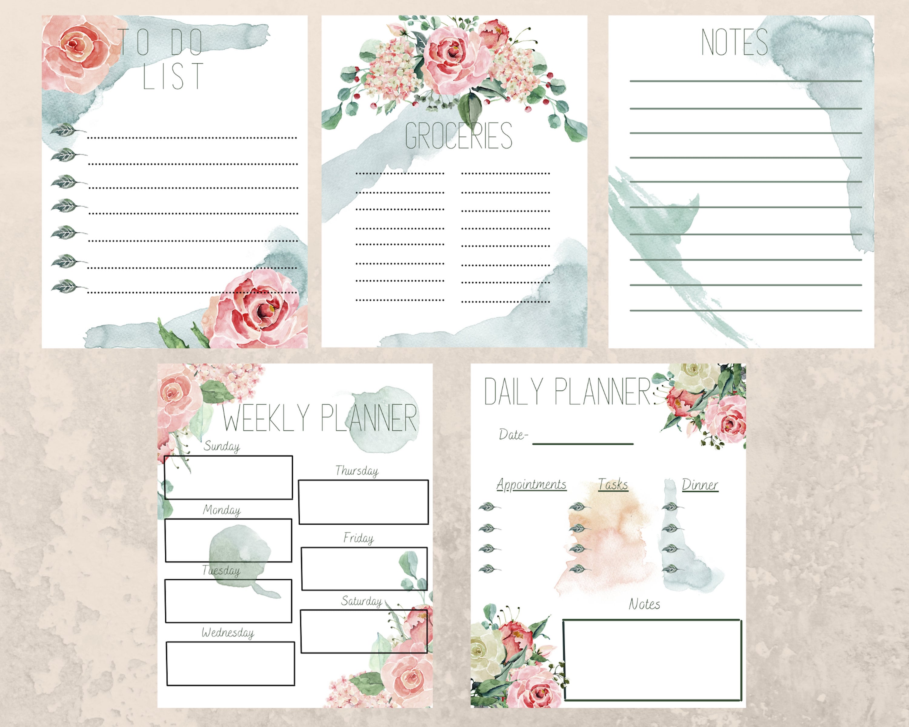 Flower Planner Pack Digital Download/To Do List/Weekly - Etsy México