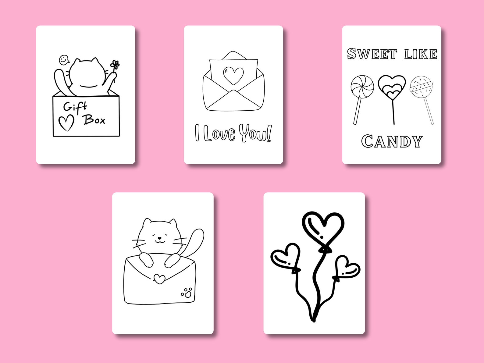Valentine's Day Coloring Pages SVG Set - Instant Download - Valentine's ...