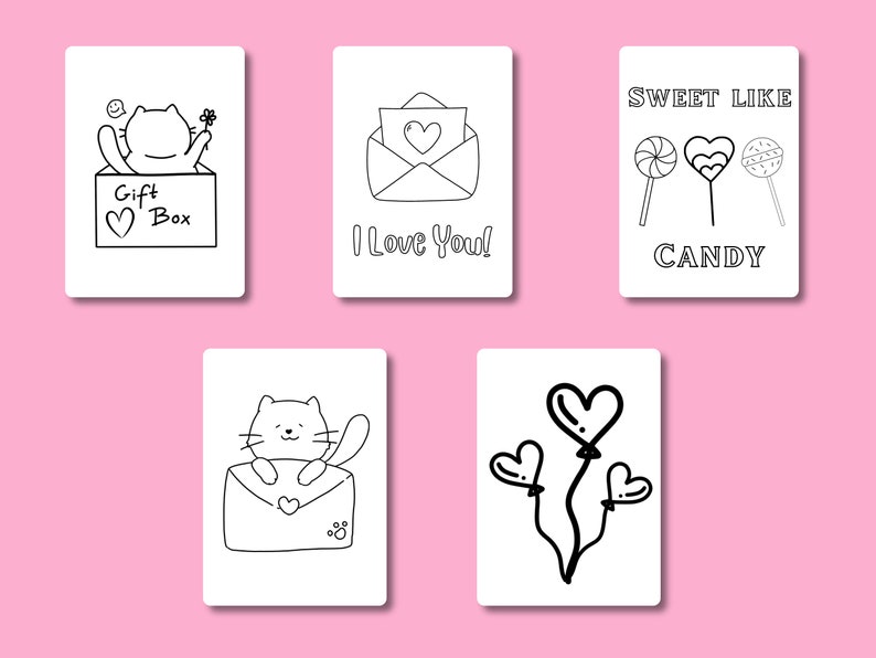 Valentine's Day Coloring Pages SVG Set - Instant Download - Valentine's ...