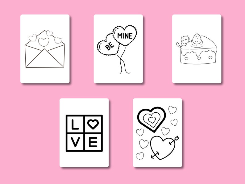 Valentine's Day Coloring Pages SVG Set - Instant Download - Valentine's ...
