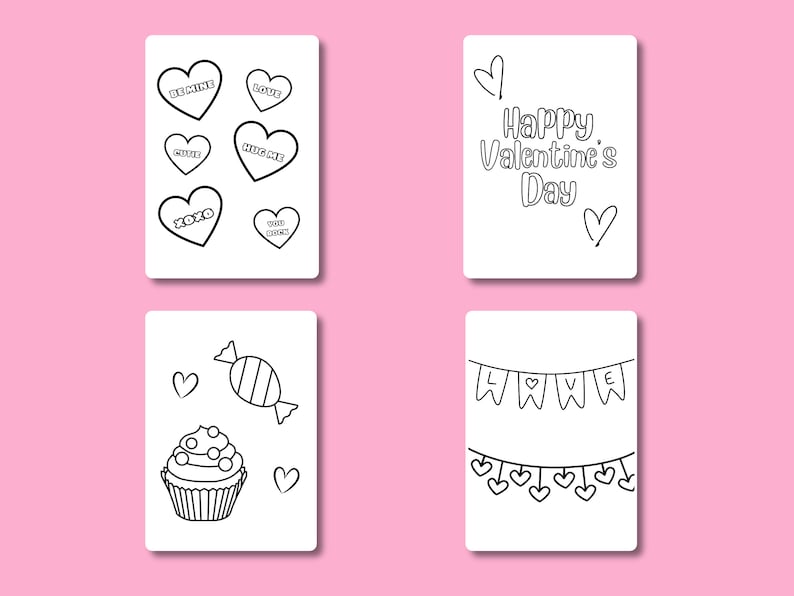 Valentine's Day Coloring Pages SVG Set - Instant Download - Valentine's ...