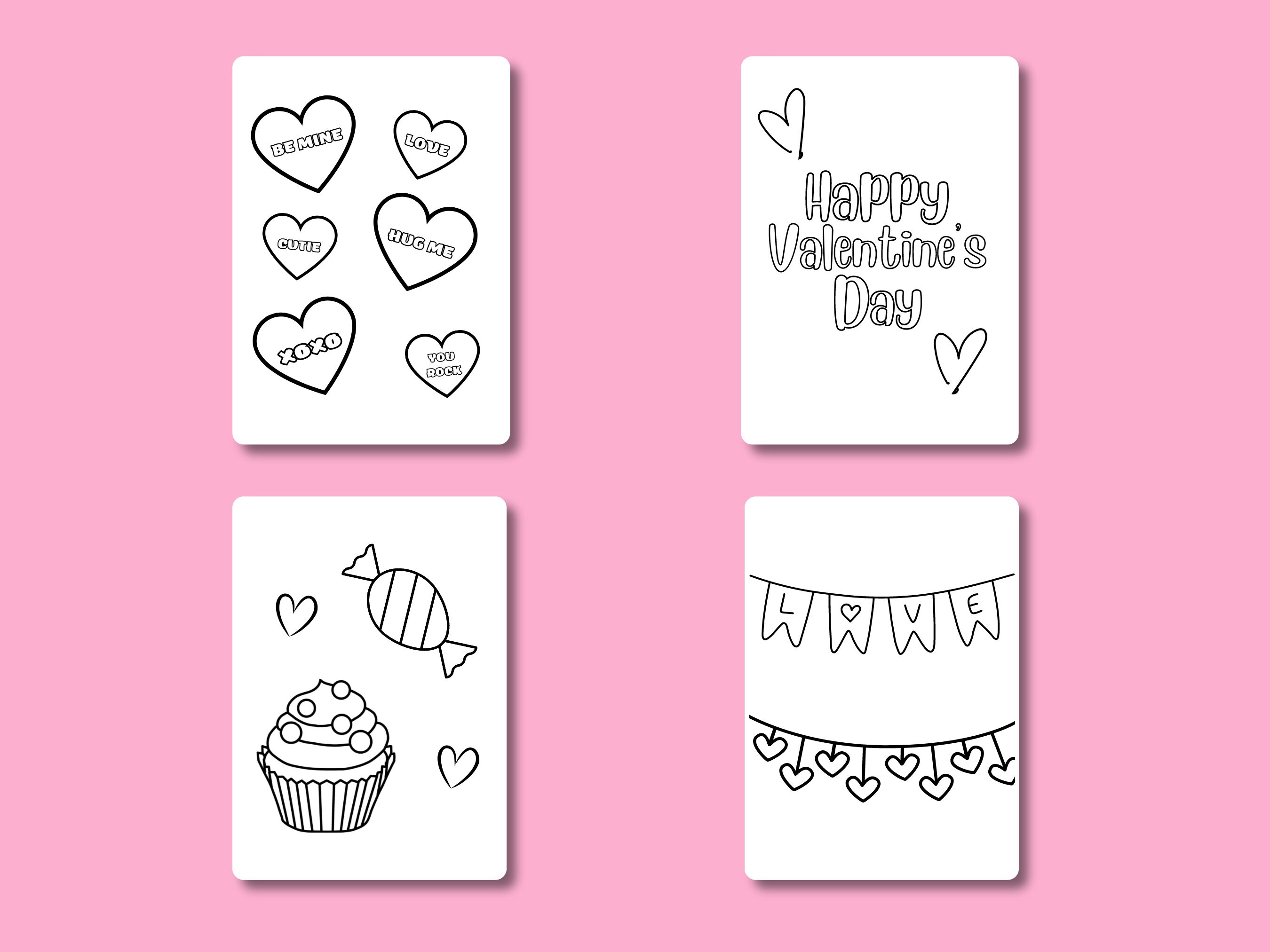 Valentine's Day Coloring Pages SVG Set - Instant Download - Valentine's ...
