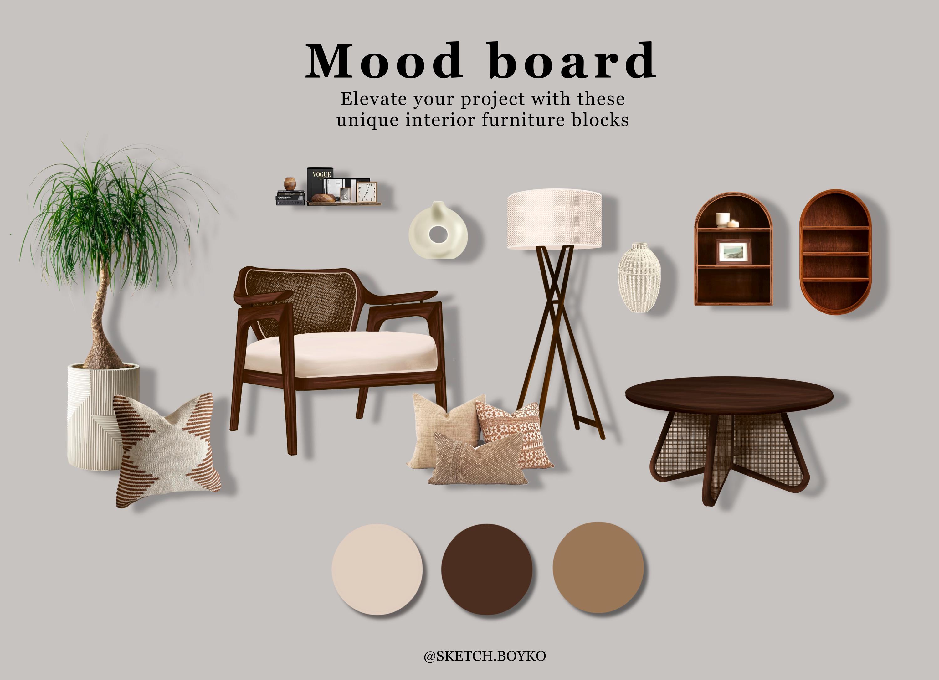 50 Items Procreate Interior Furniture Blocks Pack - Creative Design ...