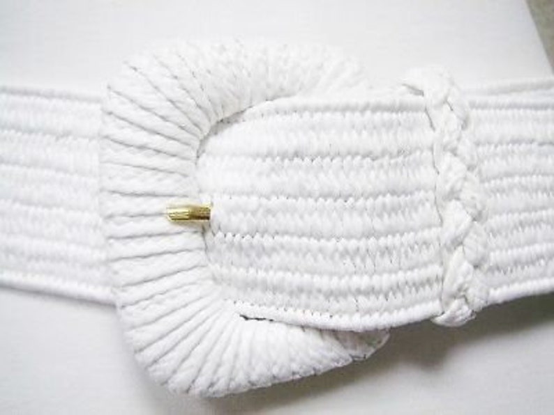 White Woven Stretch Belt: Adjustable Buckle, All Sizes - Etsy