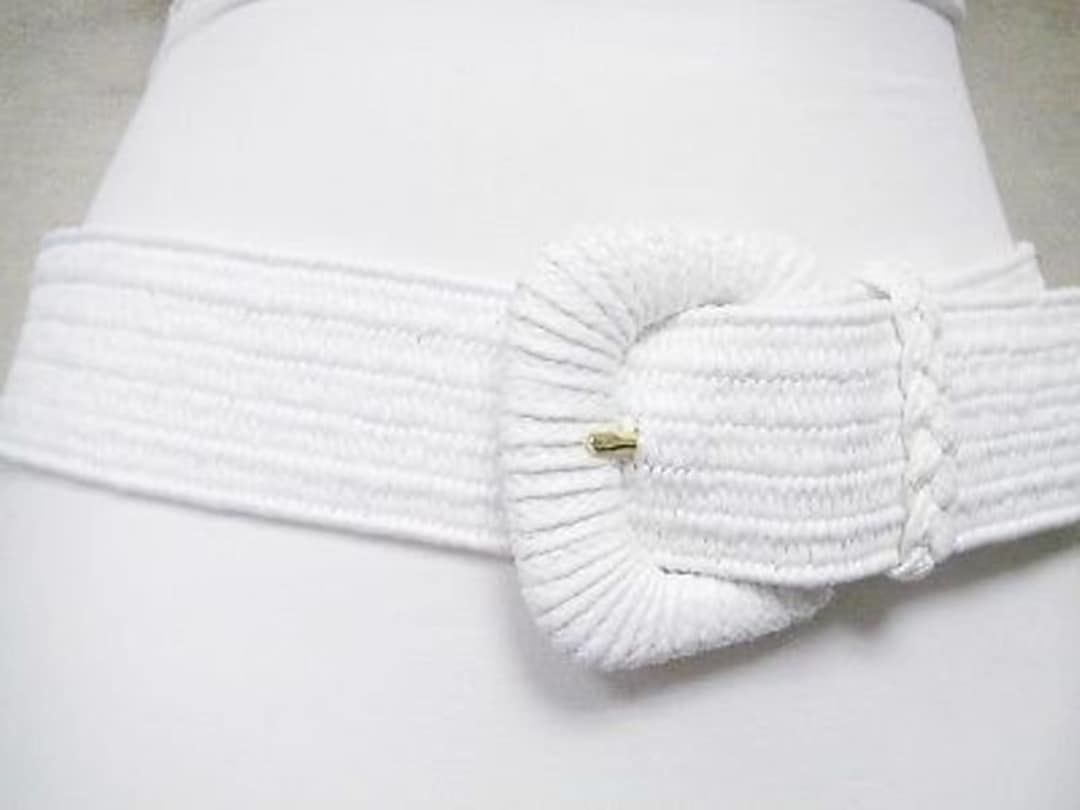 White Woven Stretch Belt: Adjustable Buckle, All Sizes - Etsy