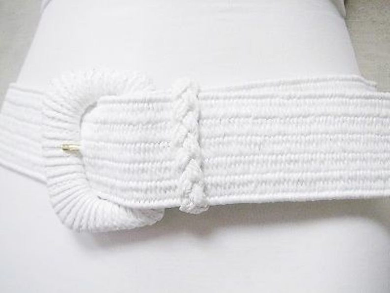 White Woven Stretch Belt: Adjustable Buckle, All Sizes - Etsy