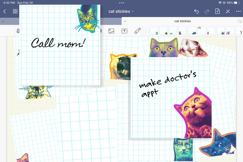 Digital Sticker Pack of Kitty Cat Post It Notes for Goodnotes - Etsy