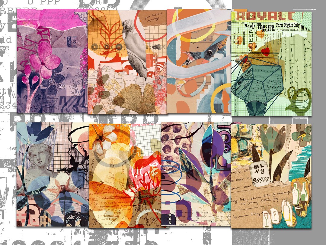 Colorful Printable Collage Papers for Junk Journals, Scrapbook, and ...