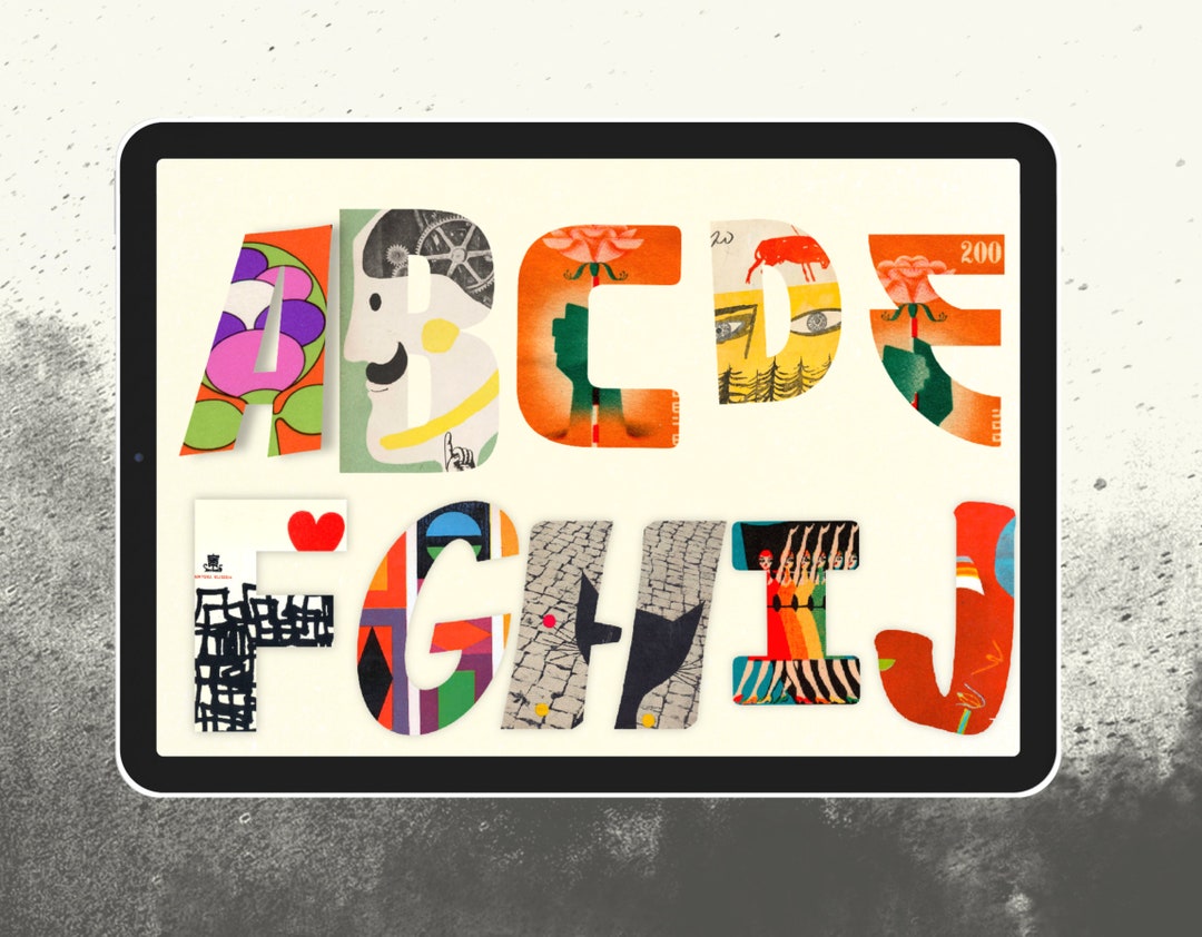 Midcentury Alphabet Digital Sticker Pack for Goodnotes Digital ...