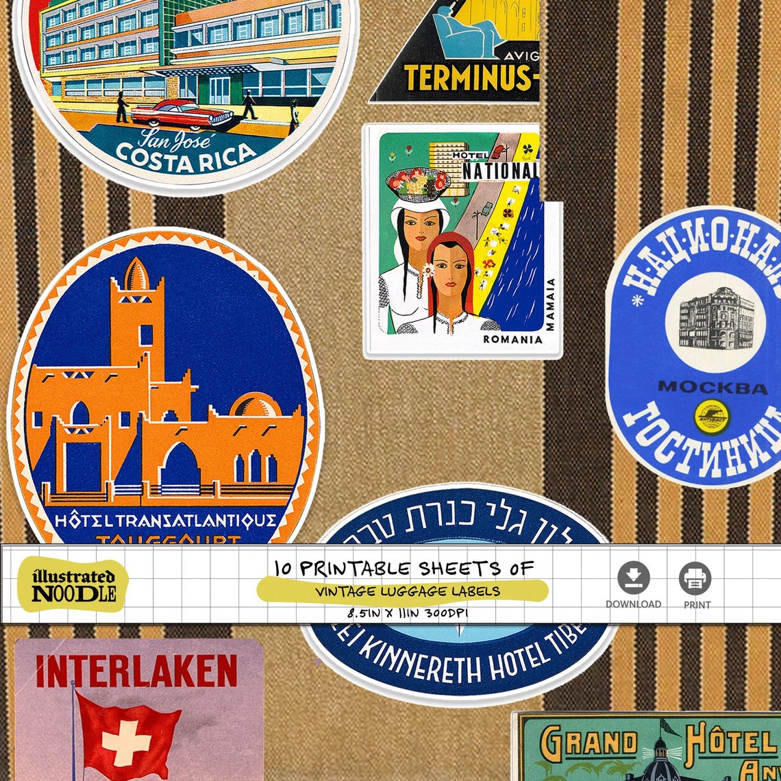 Printable Ephemera | Vintage Luggage Labels | 10 Sheets - Etsy