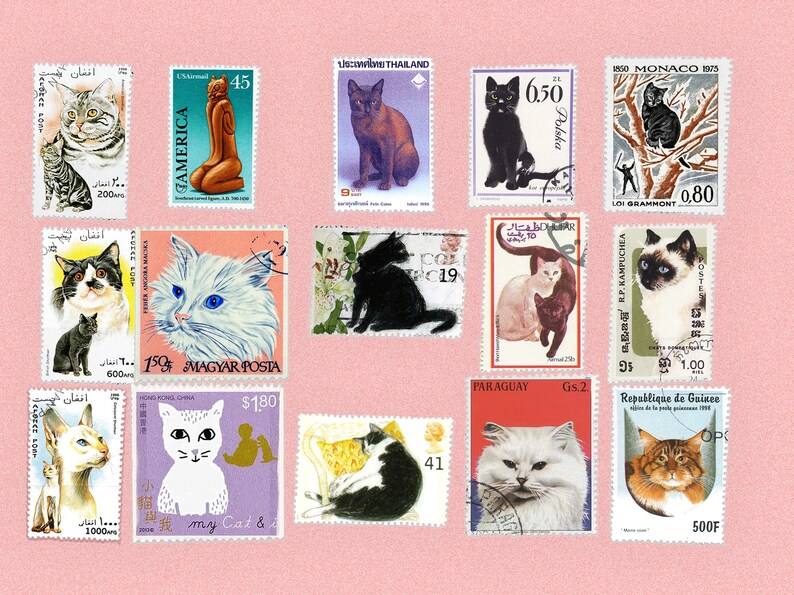 Digital Kitten and Cat Postage Stamp Stickers for Goodnotes Digital ...