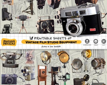 Vintage Camera and Film Ephemera: Printable Scrapbook Paper (18 Pages ...