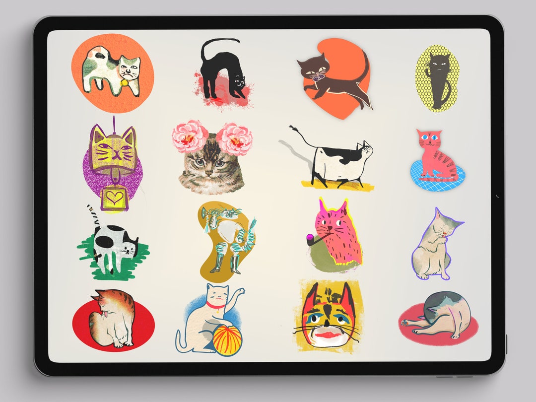 Vintage Cat Digital Sticker Pack for Goodnotes | Digital Notetaking ...