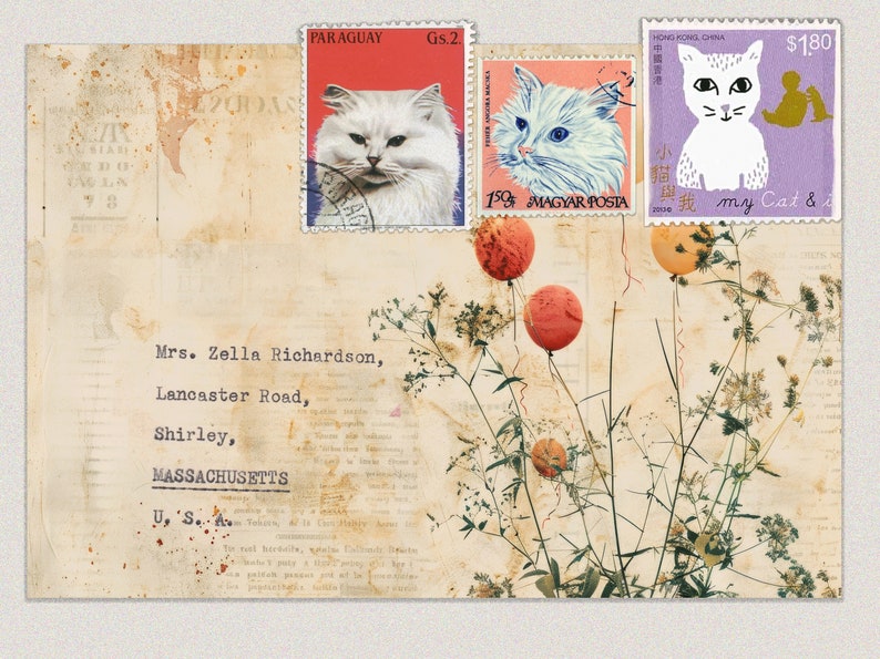 Digital Kitten and Cat Postage Stamp Stickers for Goodnotes Digital ...