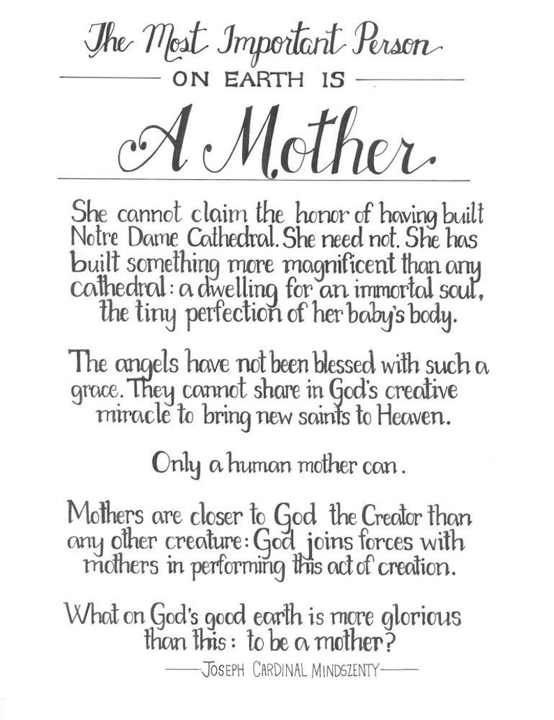 Mothers Quote/motherhood/love/joseph Cardinal Mindszenty - Etsy Denmark