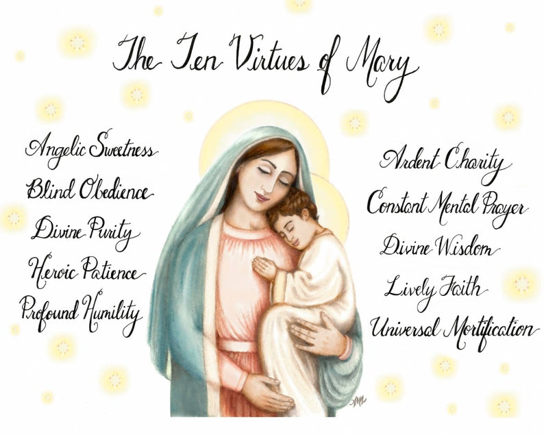 Ten Virtues of Mary Picture From St Louis De Montfort | Etsy