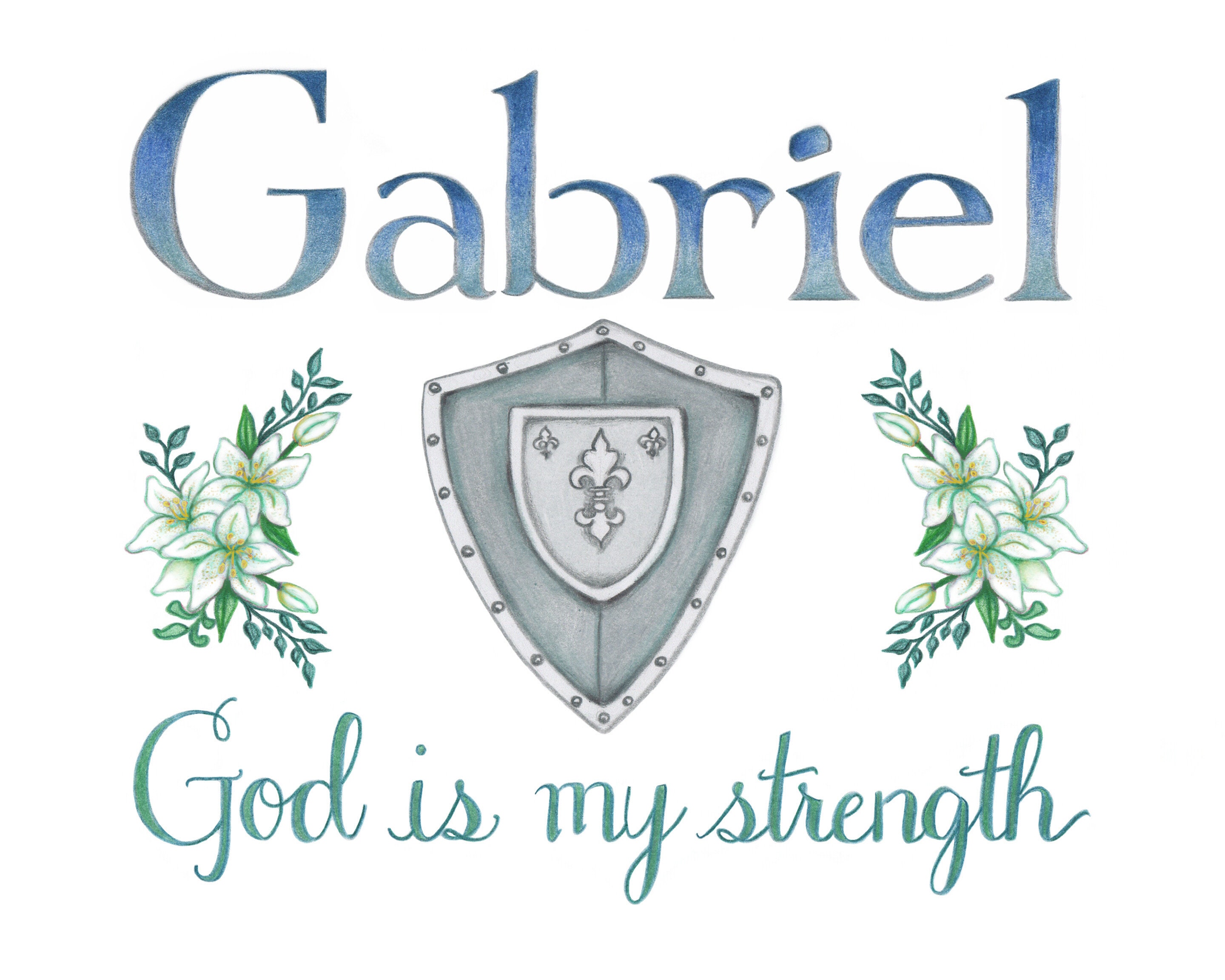 Gabriel Name Sign: Cardstock Print of Original Artwork for the Name ...