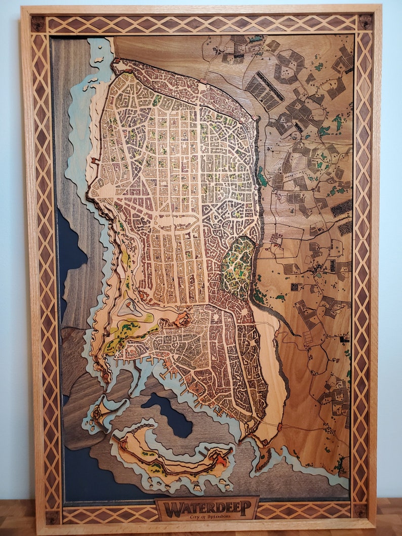 Dungeons and Dragons: Waterdeep 3D Laser-cut Hardwood Map | Etsy