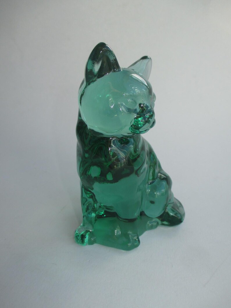 Green Fenton Glass Model of A Cat - Etsy