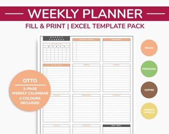 TEACHER WEEKLY PLANNER Excel Template Teacher Weekly - Etsy