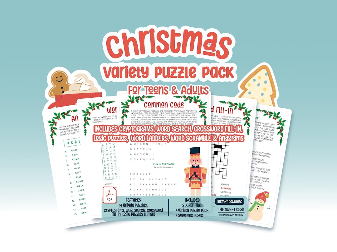 Christmas Word Search, Christmas Logic Puzzle, Cryptogram | Christmas ...