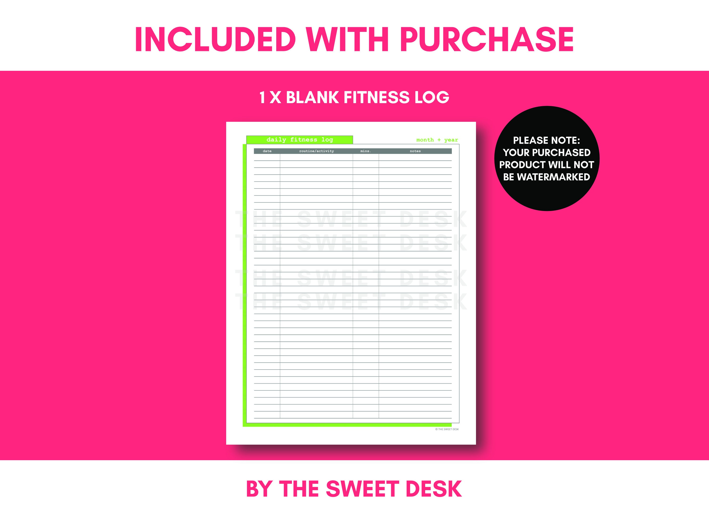 EDITABLE Daily Exercise Tracker | Workout Log | Fitness Log | Activity ...