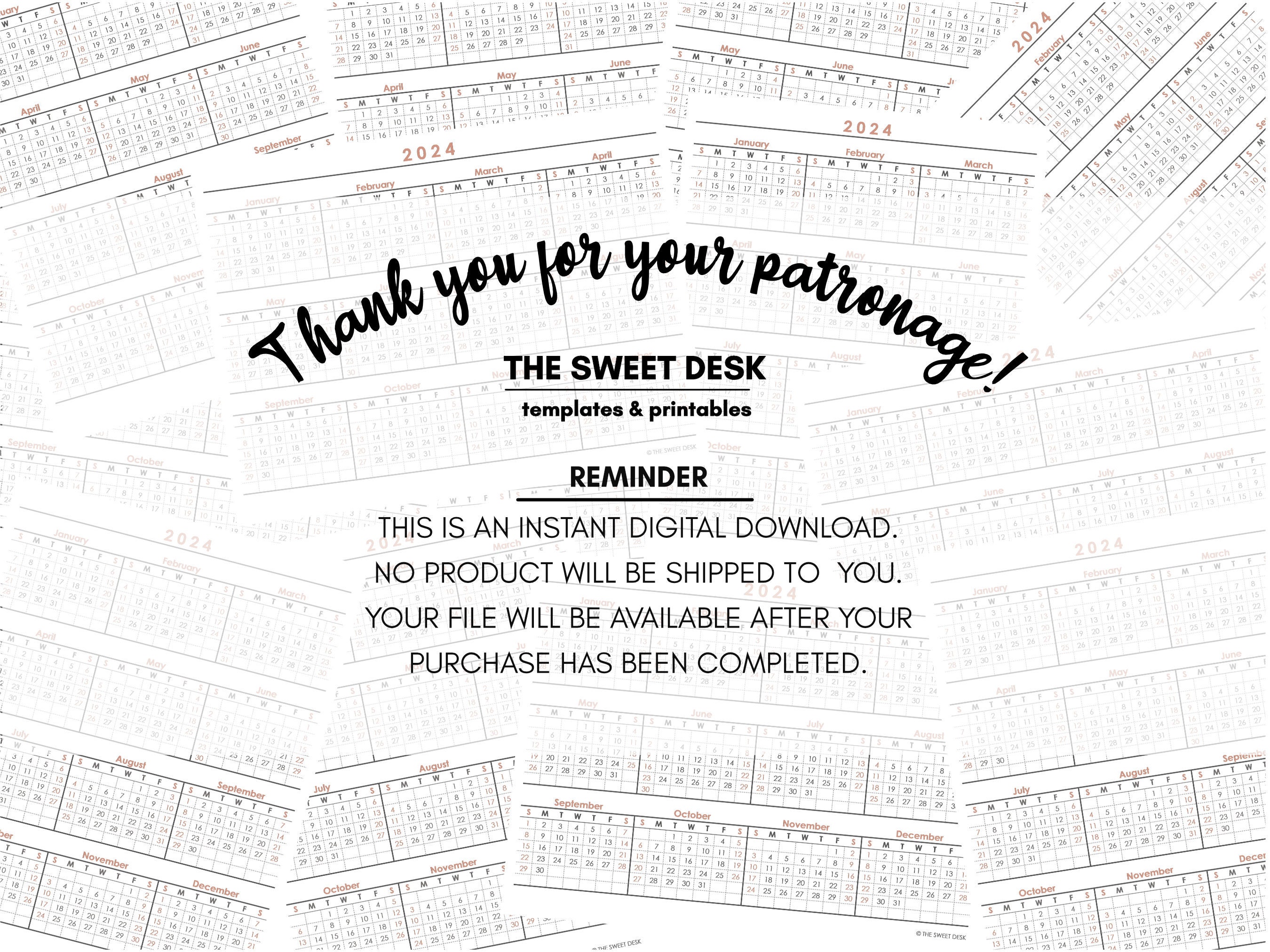 Editable 2024 Yearly Calendar Printable, Excel Template for Calendars ...