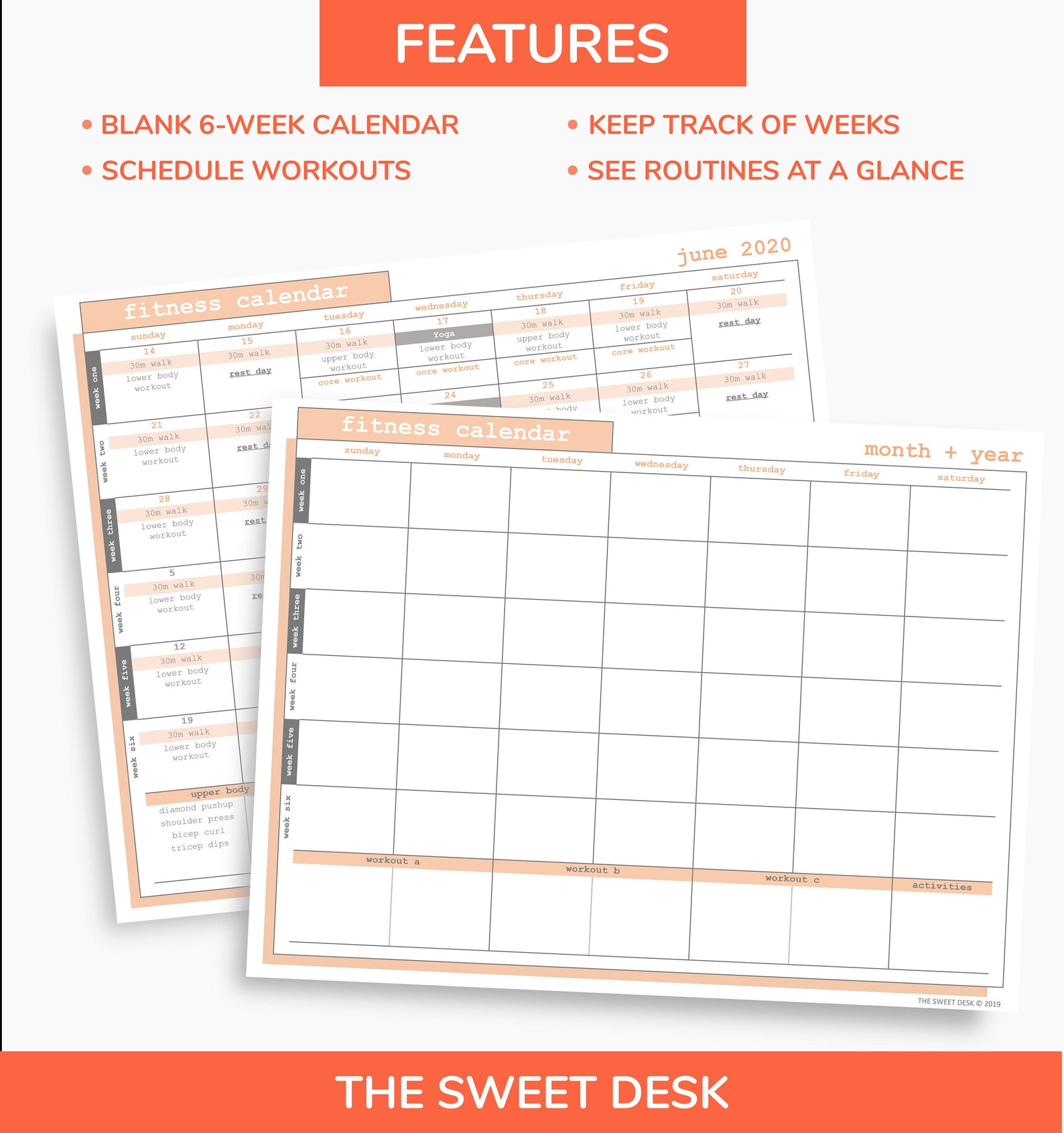 Workout Schedule Calendar Printable | Monthy Calendar Template | Weight ...