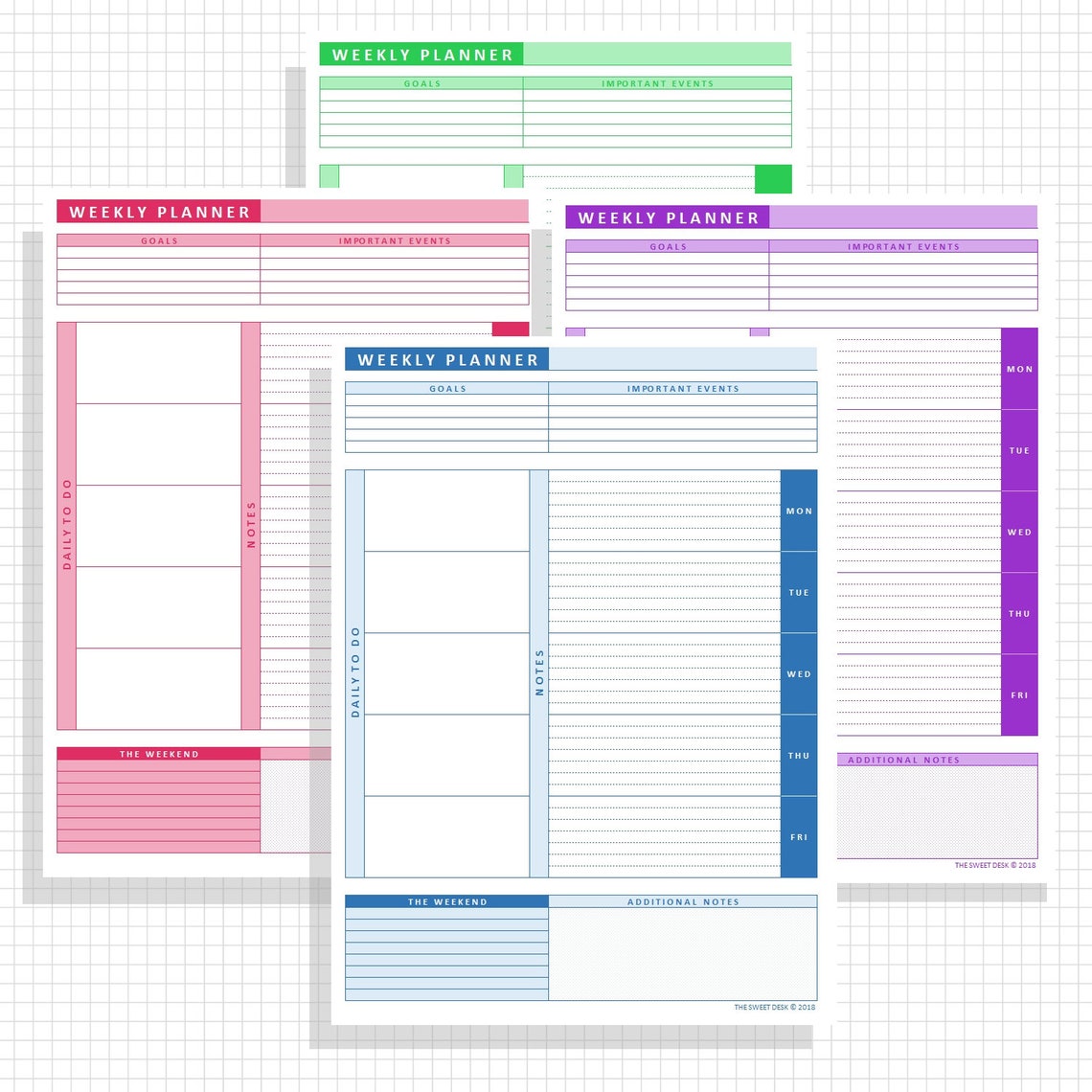 PRINTABLE Excel Weekly Planner Template EDITABLE Planner With Etsy