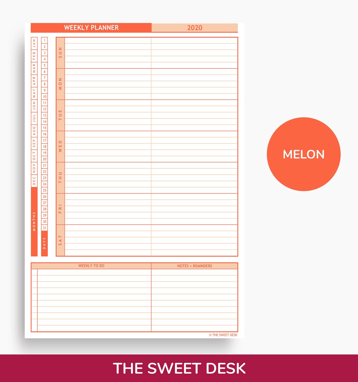 Editable Weekly Planner | Excel Template | Printable Weekly Calendar ...