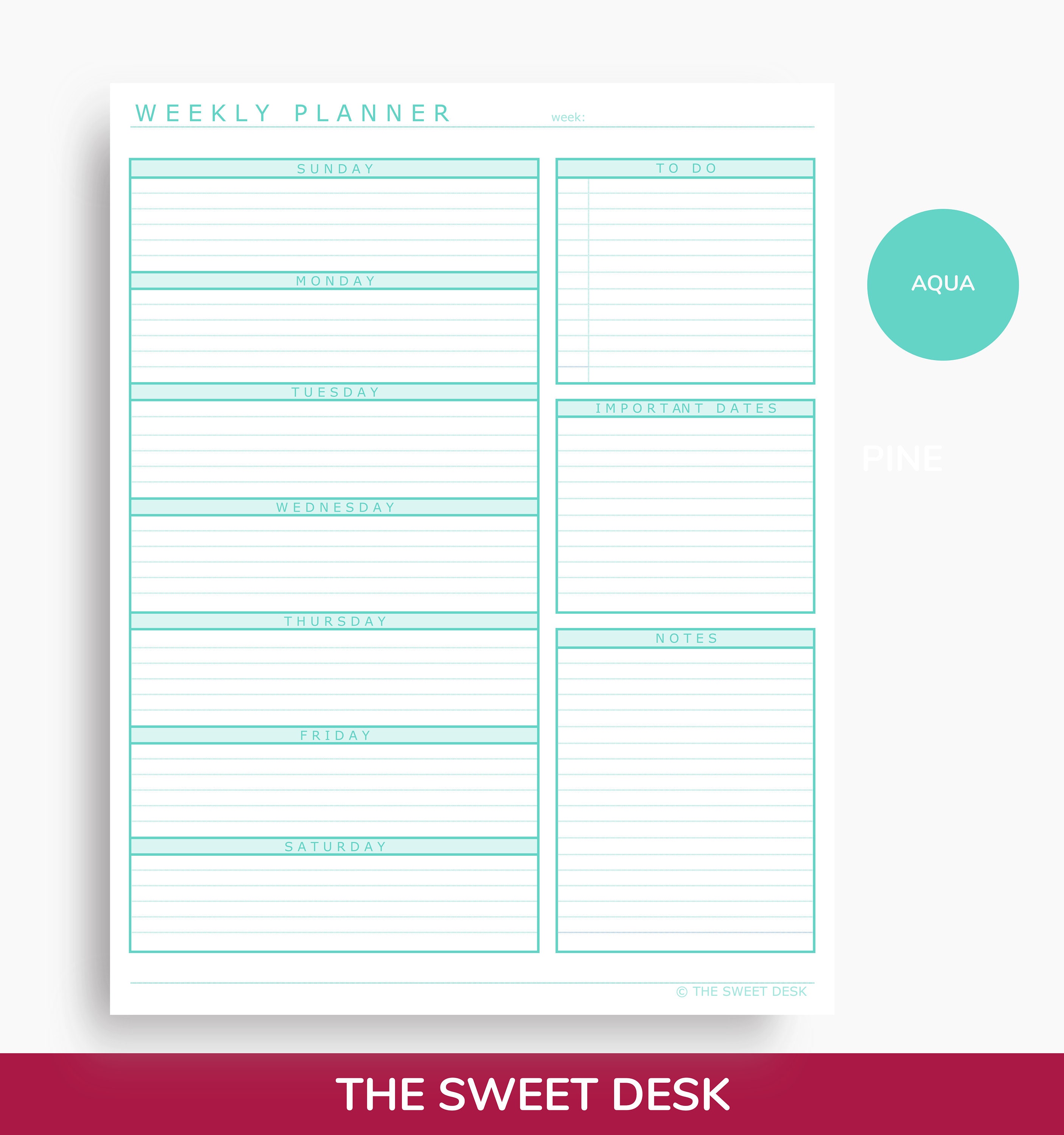 EDITABLE Weekly Planner, Printable Excel Weekly Planner Template ...