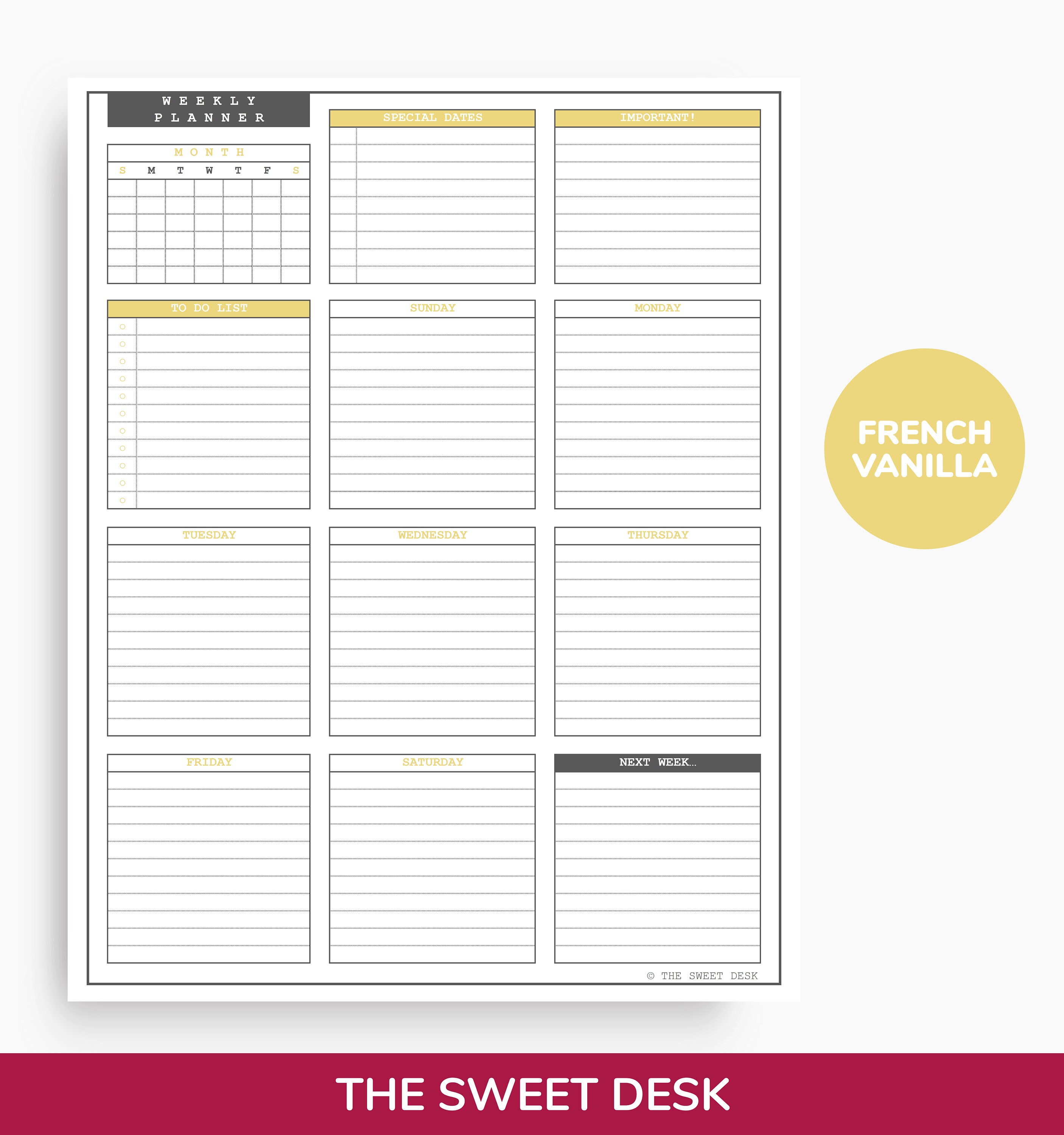 PRINTABLE Weekly Planner Template Undated | EDITABLE to Do List Planner ...