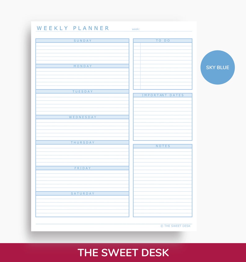 EDITABLE Weekly Planner, Printable Excel Weekly Planner Template ...