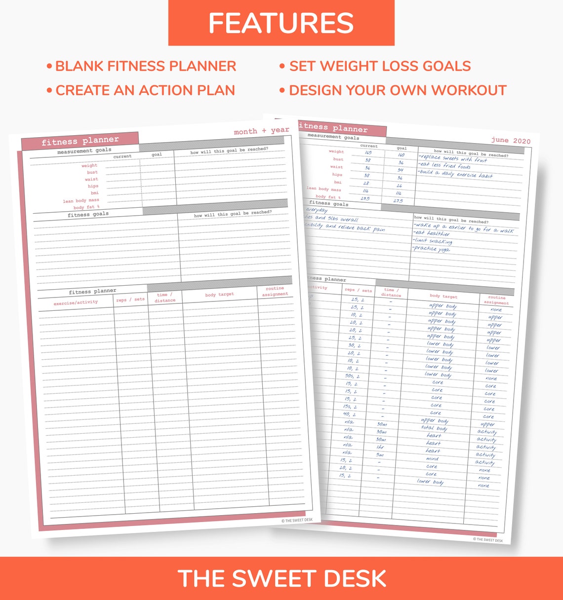 Workout Schedule Planner | Excel Template | Exercise Planner Printable ...