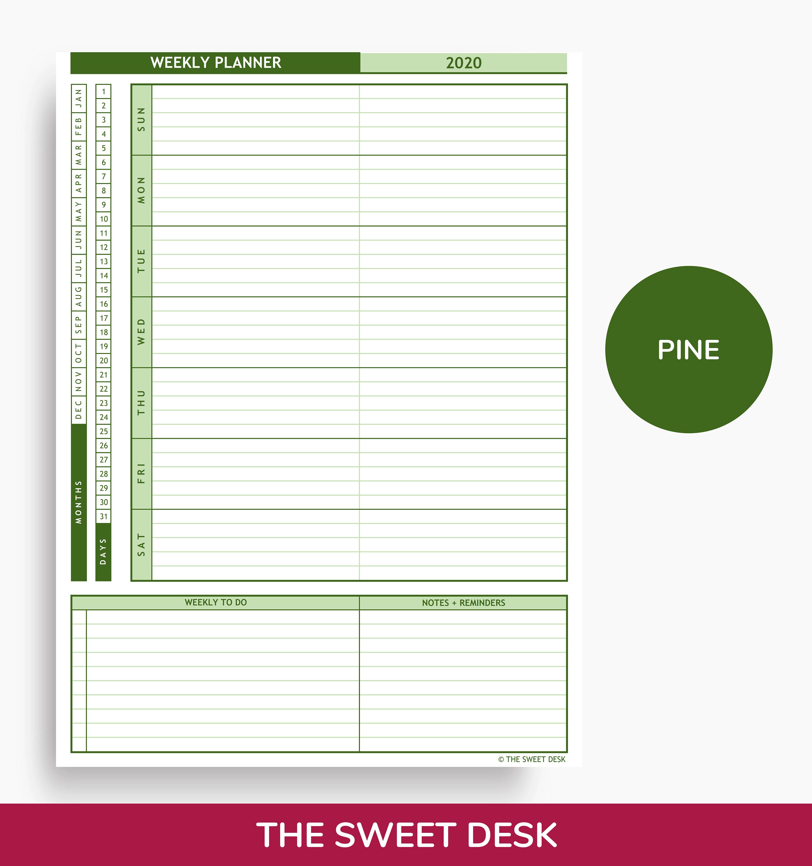 Editable Weekly Planner | Excel Template | Printable Weekly Calendar ...