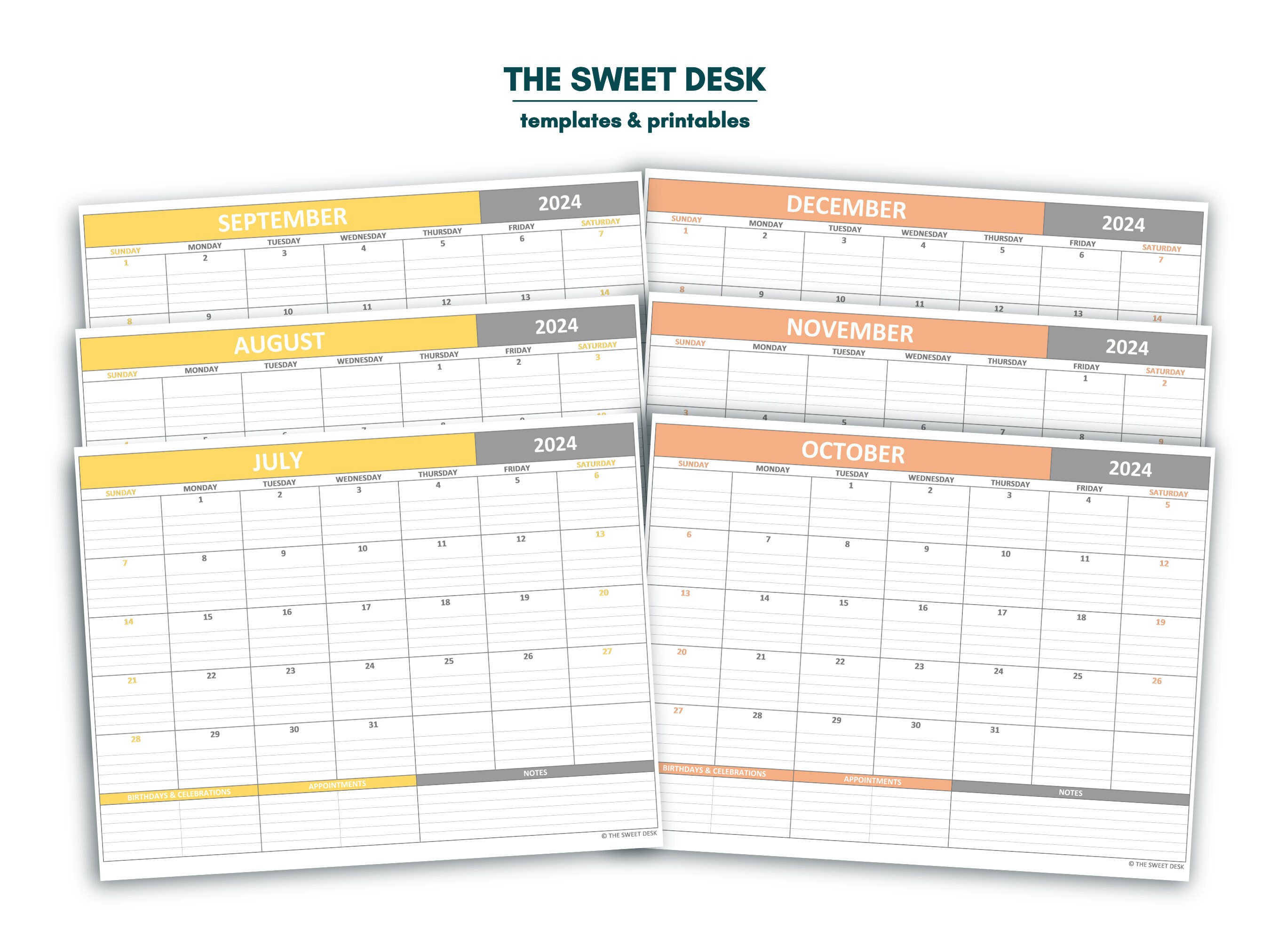 2024 Excel Calendar Template, Calendar Printable Sunday Start, Monthly ...