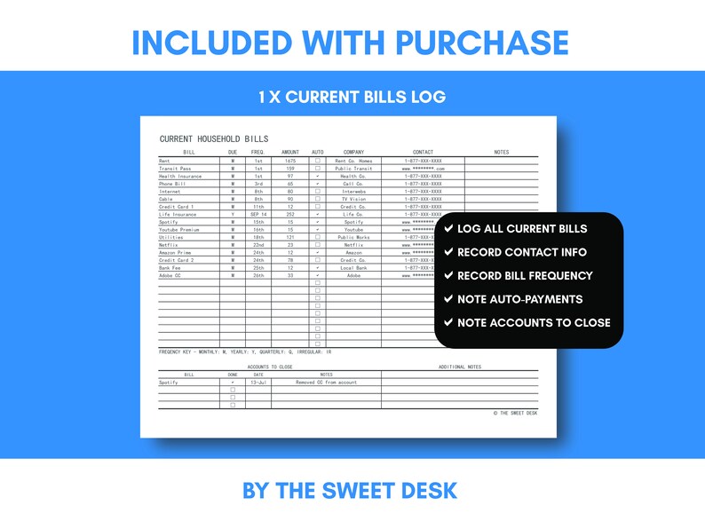 EDITABLE Yearly Bill Payment Tracker | Bill Log | Bill Tracker Bundle ...