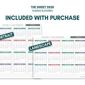 Editable 2024 Yearly Calendar, Modern Calendar Printable With Sunday ...