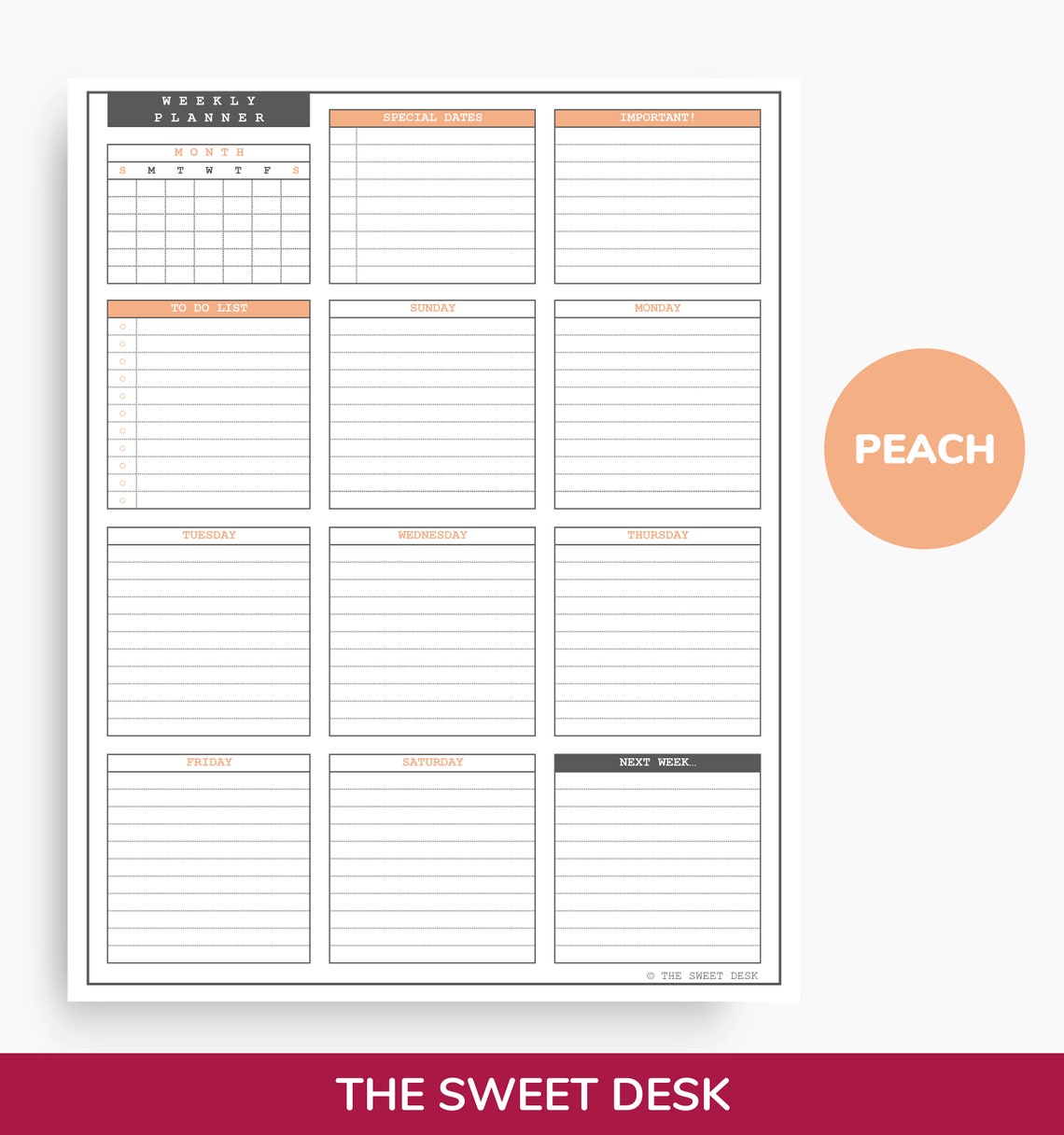 PRINTABLE Weekly Planner Template Undated | EDITABLE to Do List Planner ...