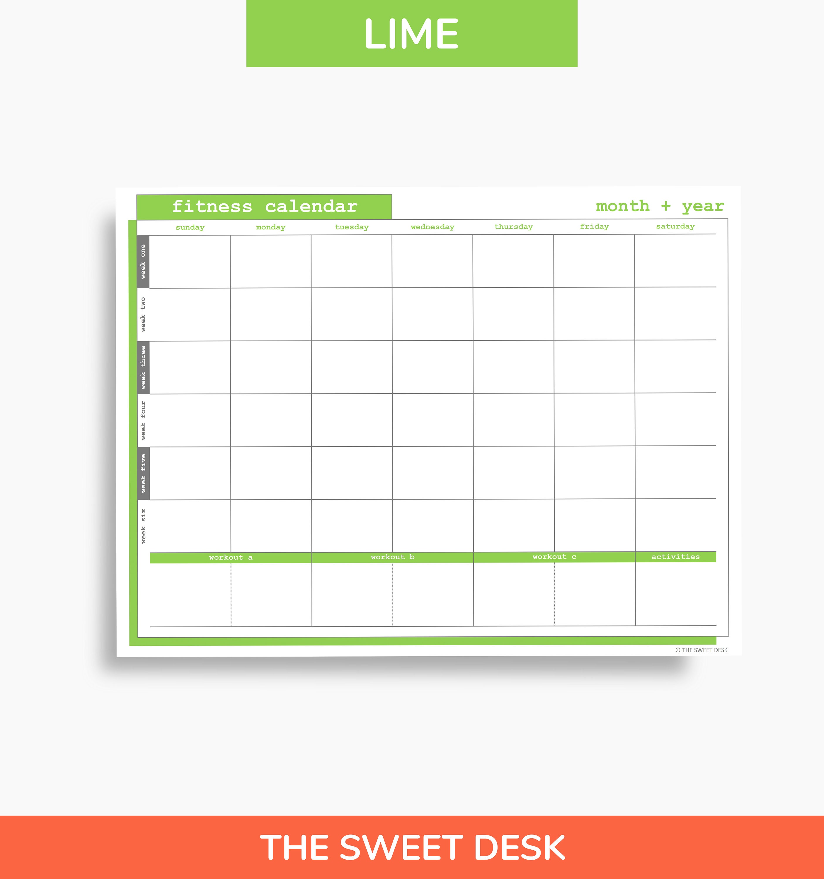 Monthly Workout Calendar Workout Schedule at Home Workout Planner ...