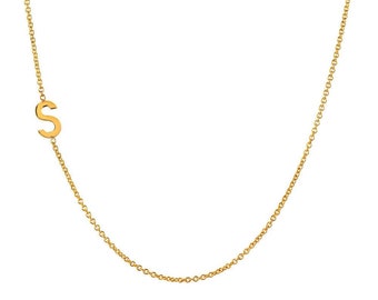 Gold Side Necklace - Etsy
