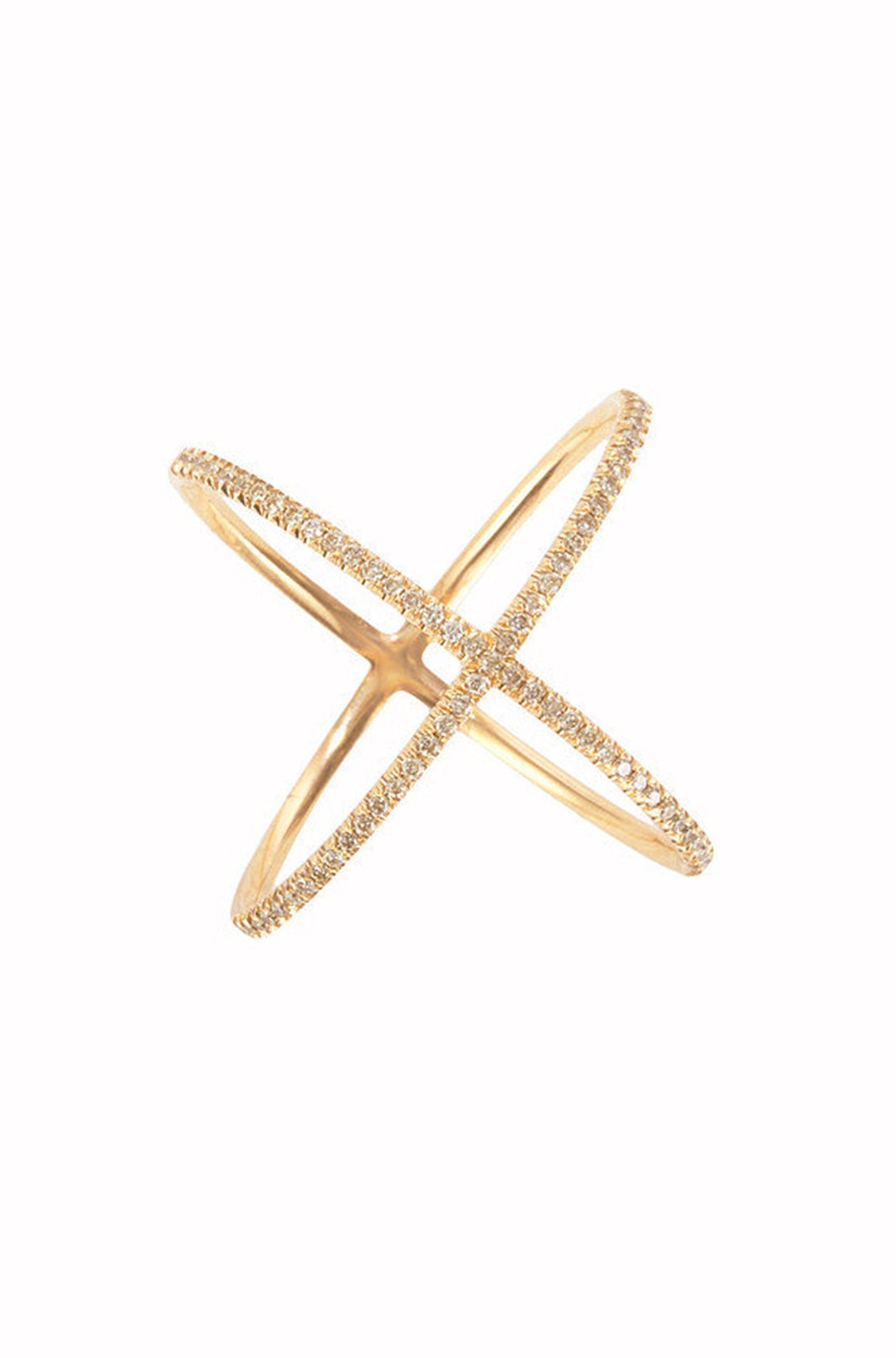 14k Gold Large Diamond X Ring - Etsy