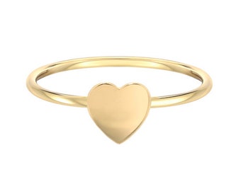14k Gold Initial Heart Ring | Etsy